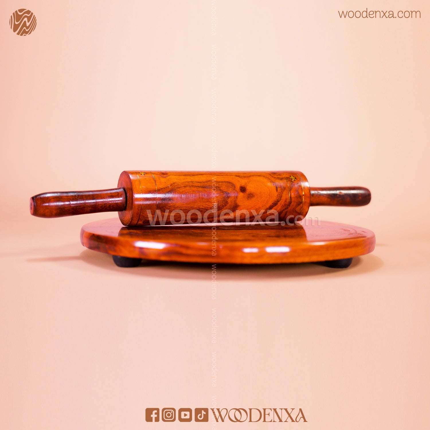Wooden Chakla Belan Roti Maker with Brass Work | Woodenxa